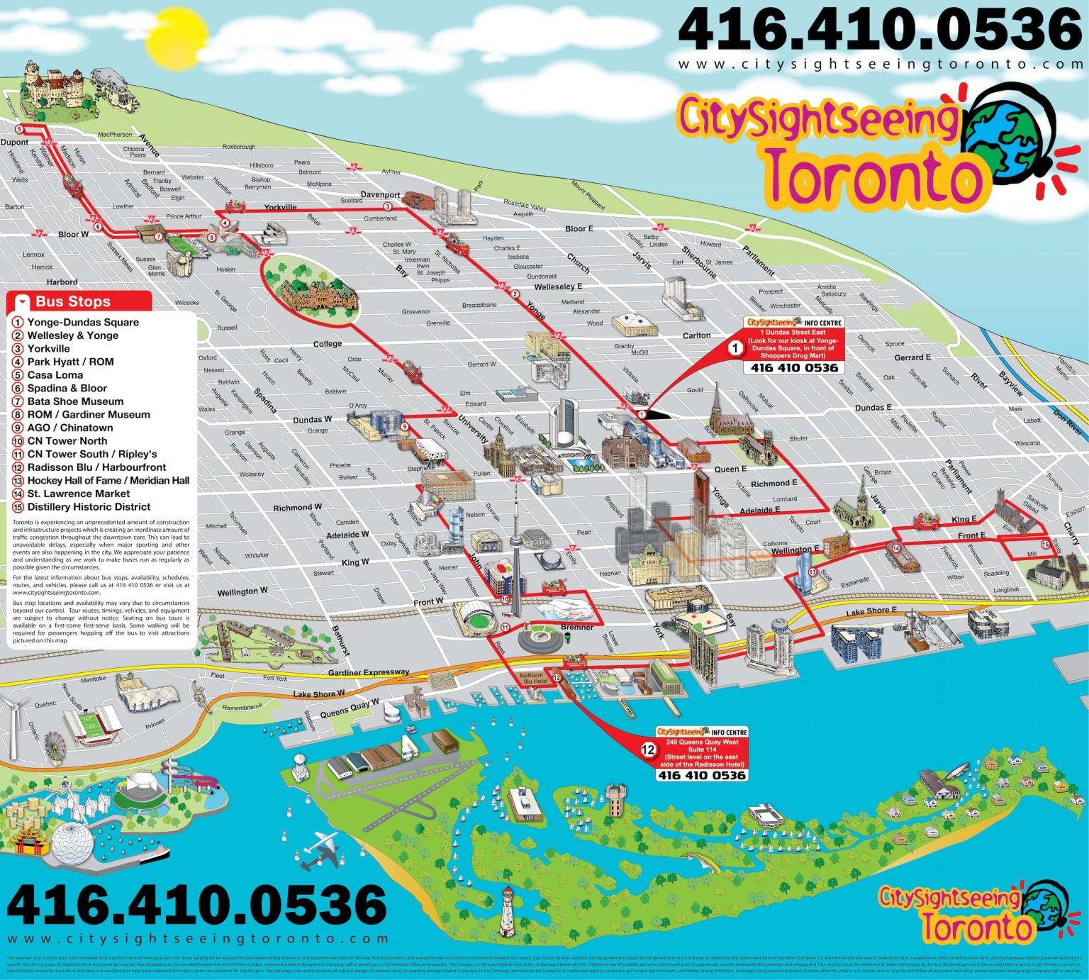 City Sightseeing – Toronto Hop-On, Hop-Off Map | Canada Rail Vacations